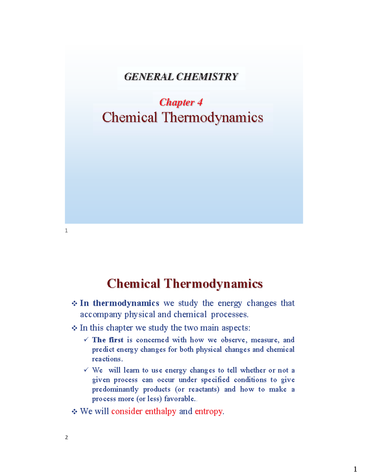 Chapter 4 (thermochemistry)- learning materials - GENERAL CHEMISTRY ...