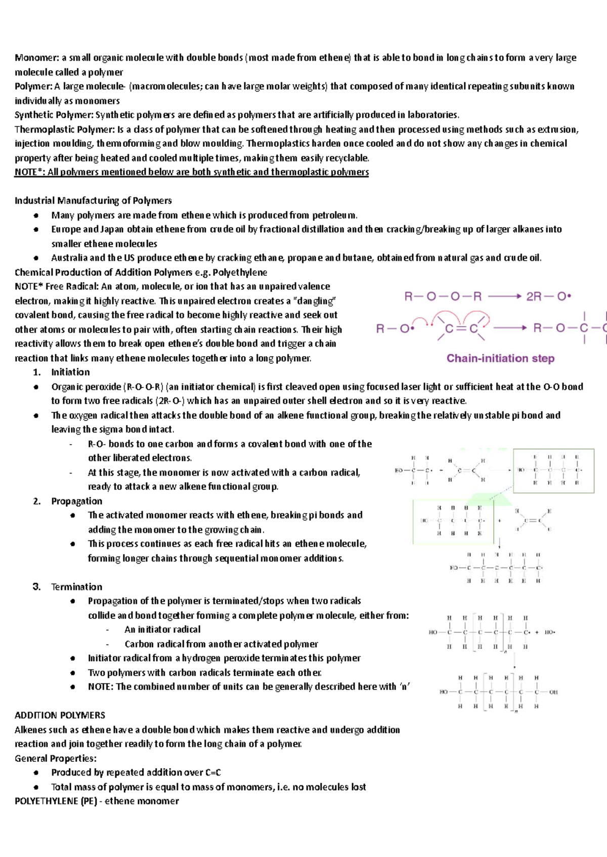 Polymers: Comprehensive Study Notes for 12CHEM1 Exam - Studocu