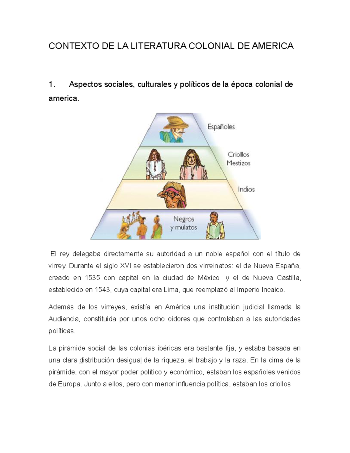 El Contexto y Aspectos de la Literatura Colonial en América - Studocu