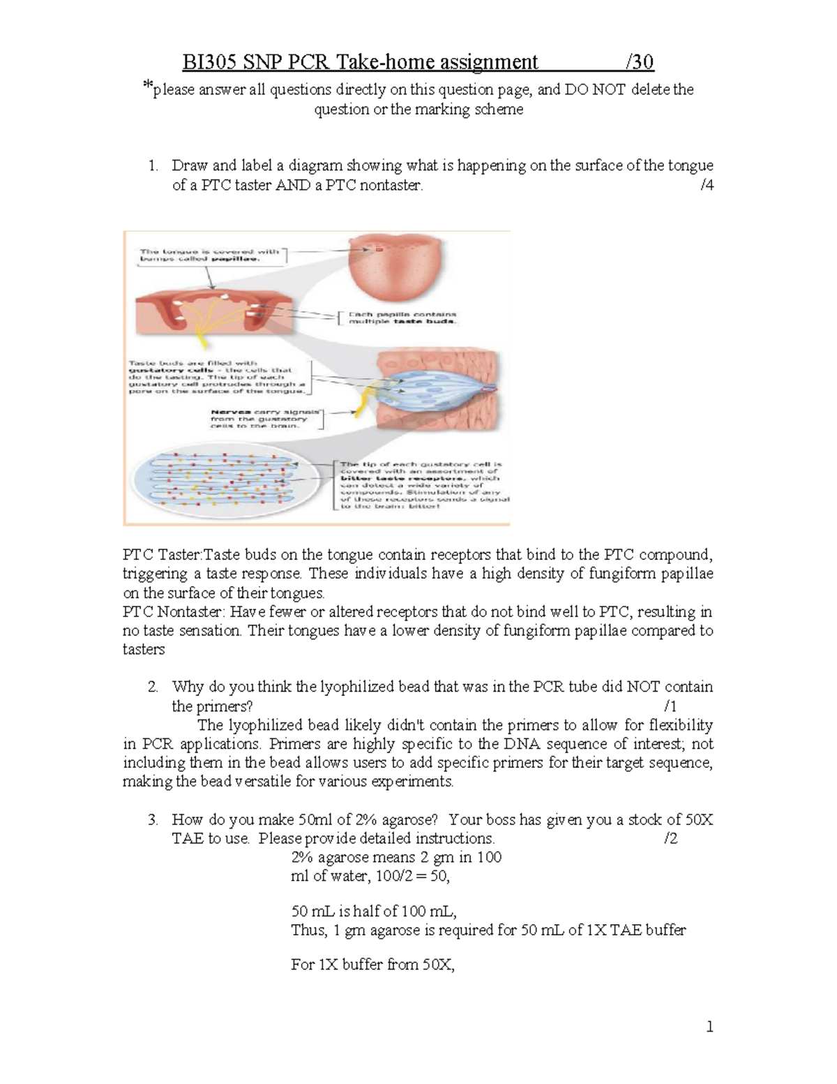SNP Take Home Assignment for W171: Understanding PTC Tasting Genotypes ...