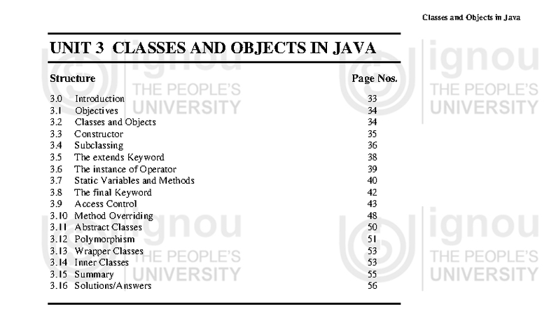 Java Programming: Classes and Objects - Unit 3 Overview - Studocu