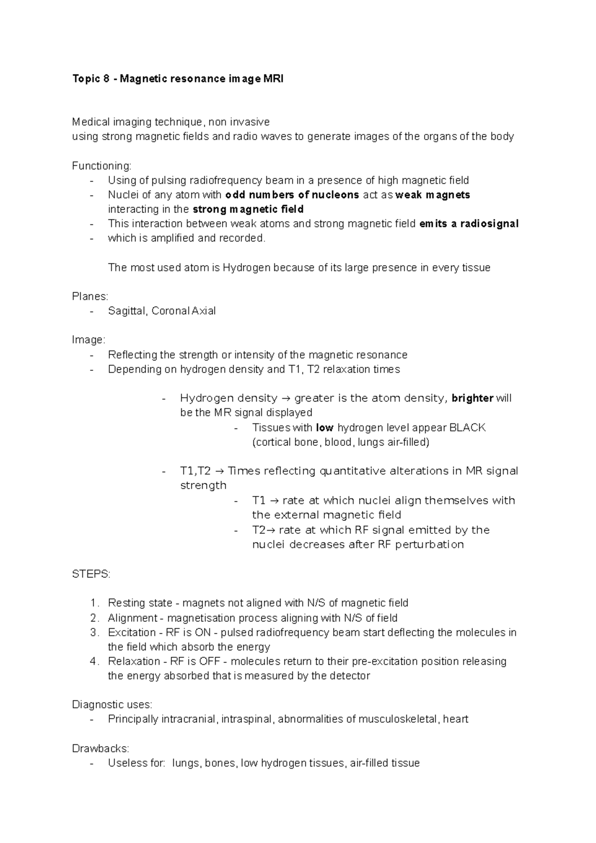 Topic 8 medical radiology lecture notes - Radiology - Studocu