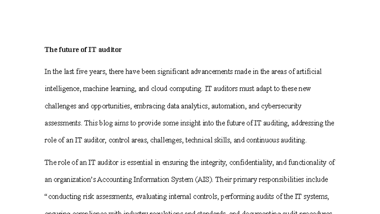 The Future of IT Auditing: Adapting to Digital Challenges (Module 1 ...