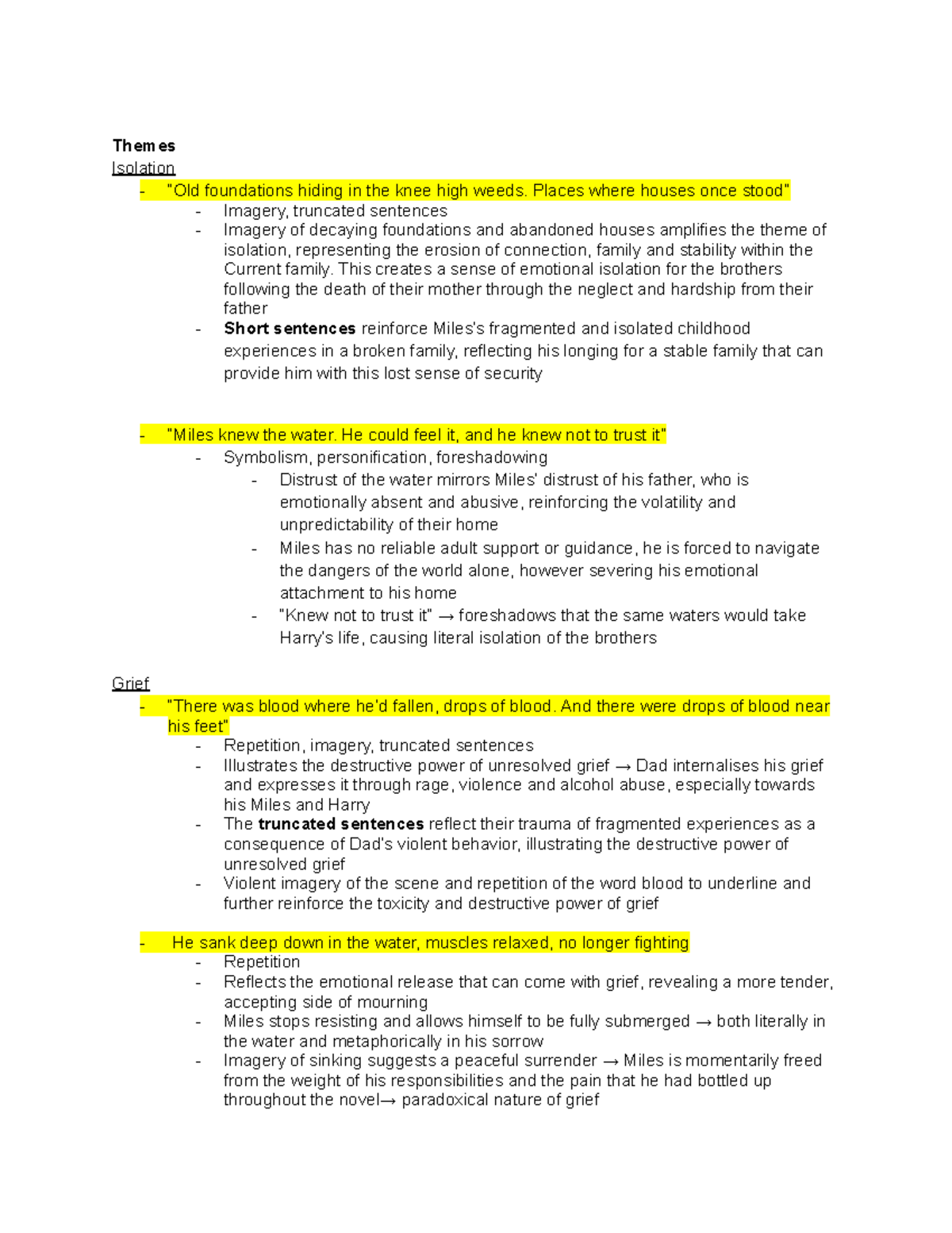 Past the Shallows (ENG 101) - Themes of Isolation and Grief Analysis ...
