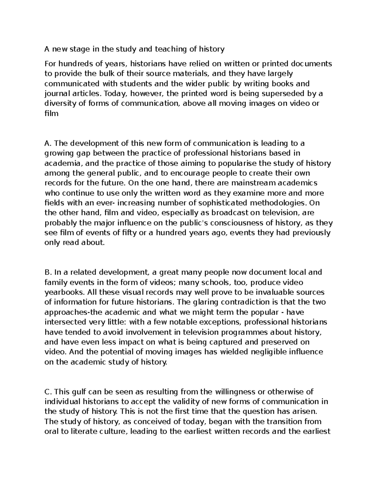 The Impact of Moving Images on Historical Study and Teaching - Studocu