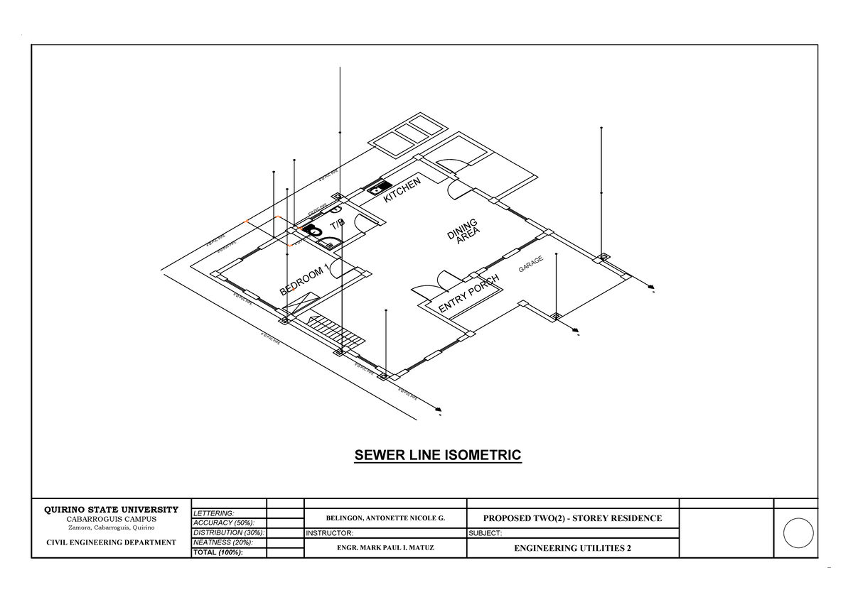 Sewer Line Isometric Drawing - CE 2 - Quirino State University - Studocu