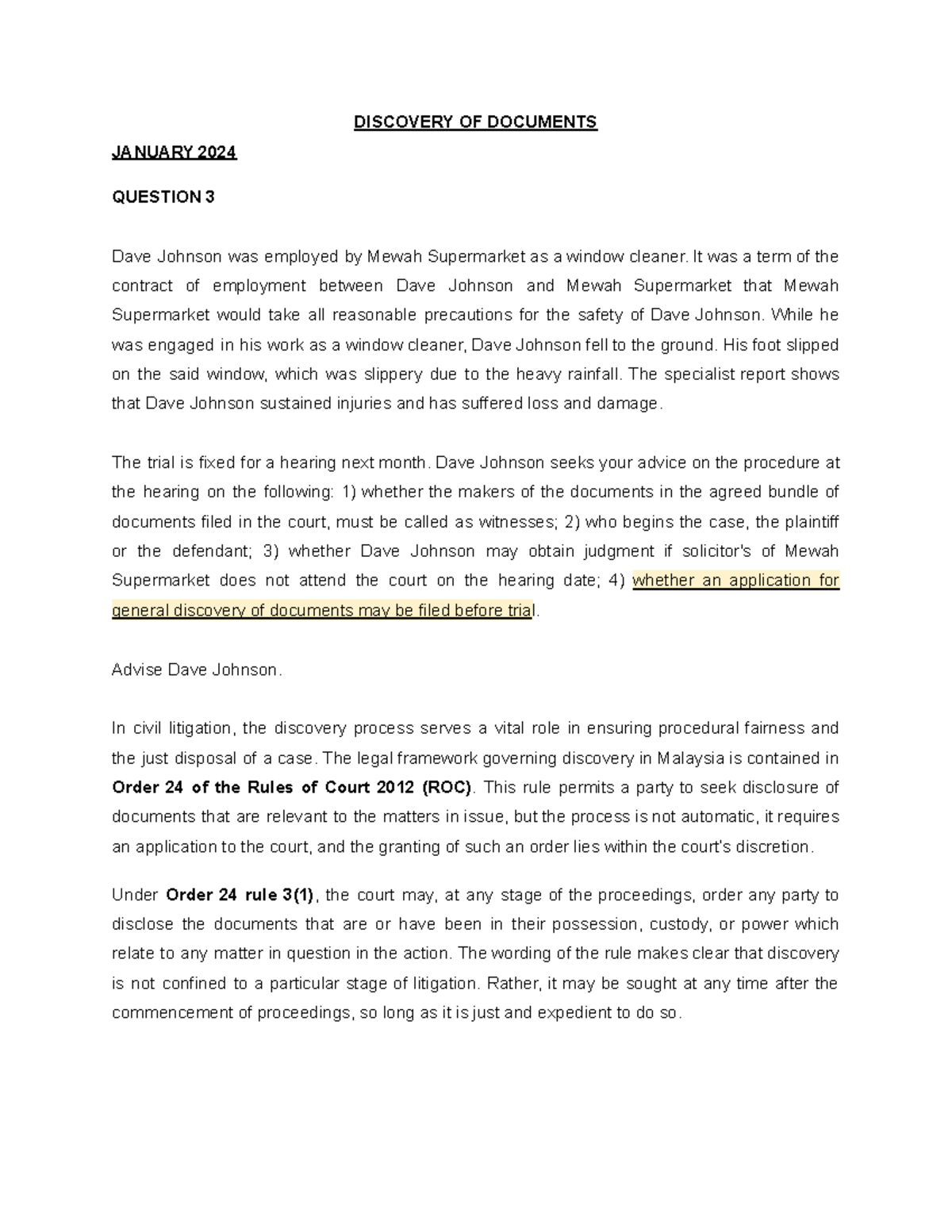 PYQ on Discovery: Legal Procedures and Interrogatories in Civil Cases ...