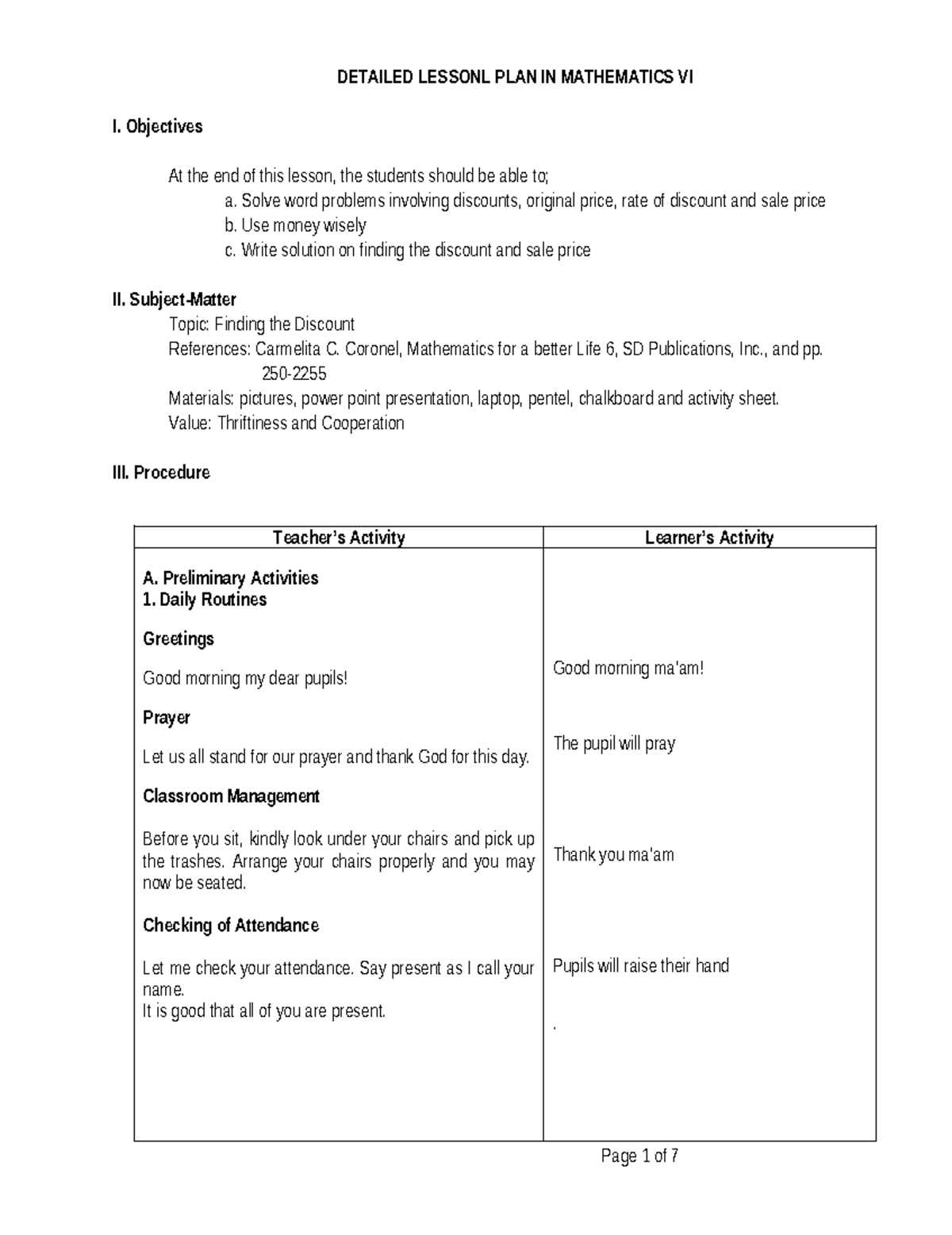 CDIV Cabiao Elem Math - sample lesson plan for demo - DETAILED LESSONL ...