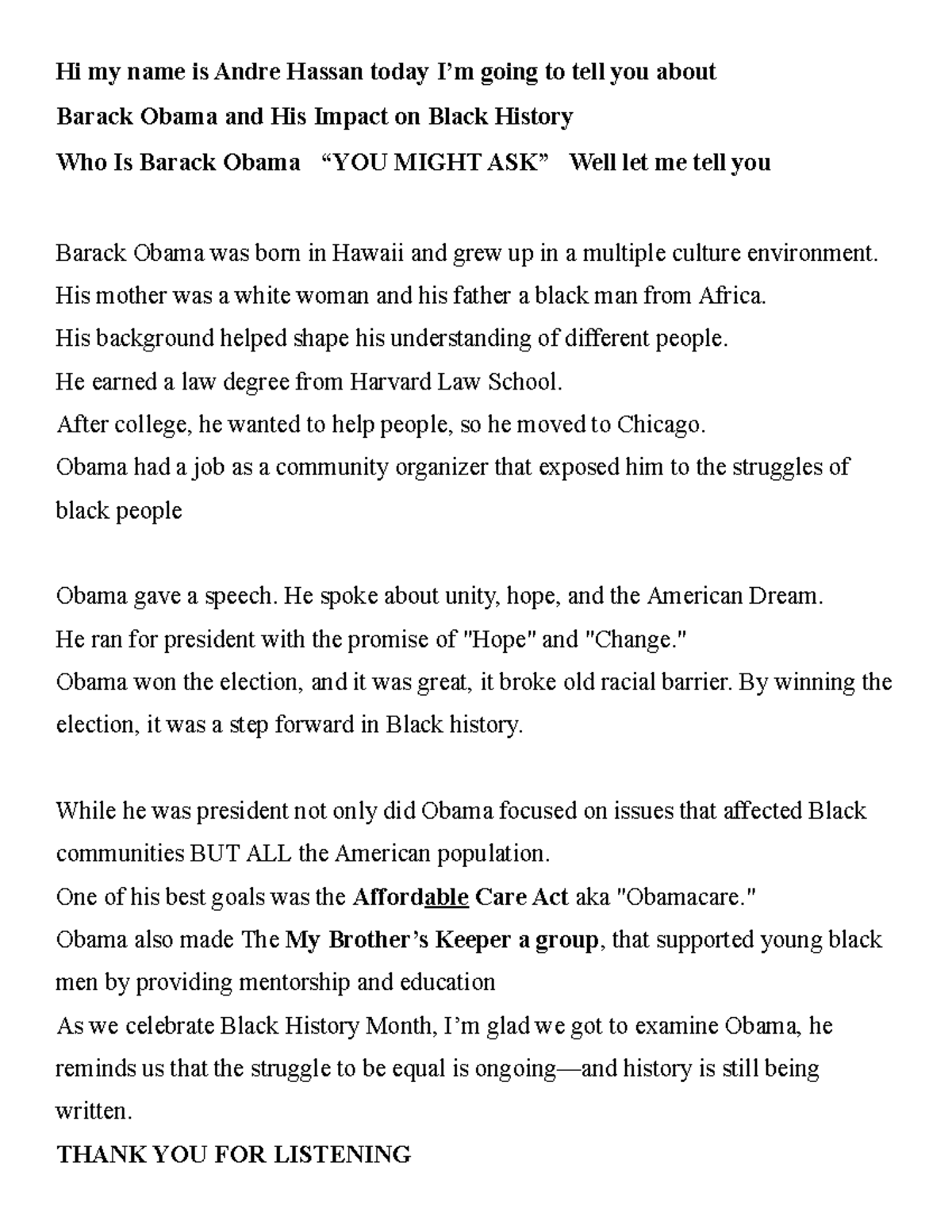 Barack Obama: His Legacy and Impact on Black History - Studocu