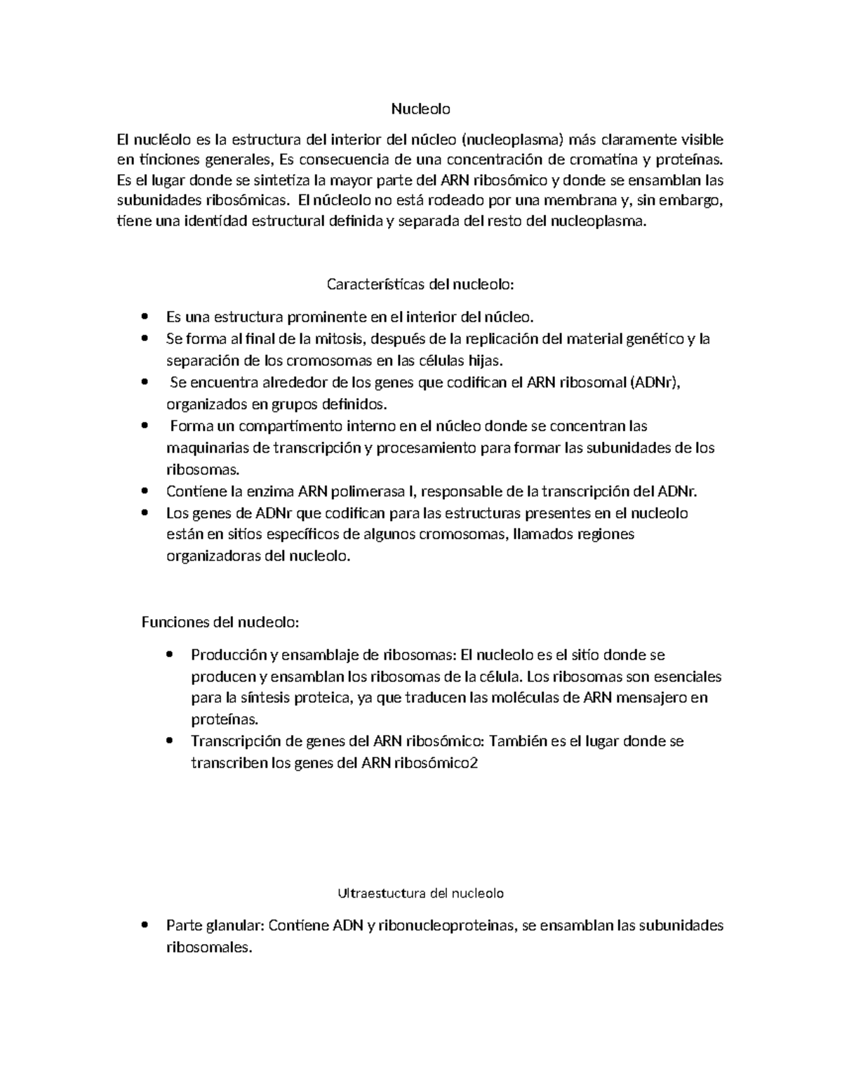 Nucleolo yainy - Morof - Nucleolo El nucléolo es la estructura del ...