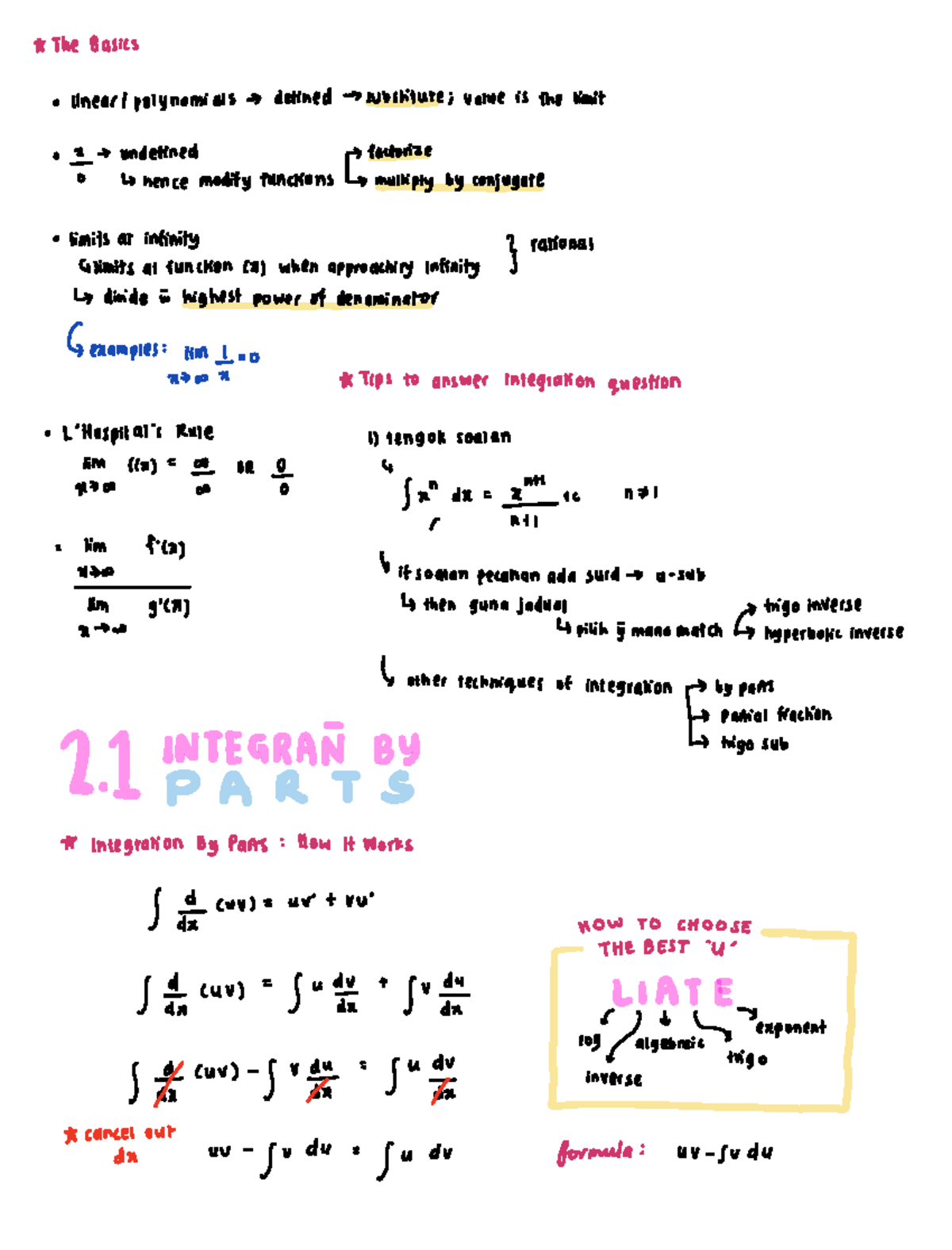 Techniques of Integration Notes & Examples (C2 MAT441 Calculus II ...