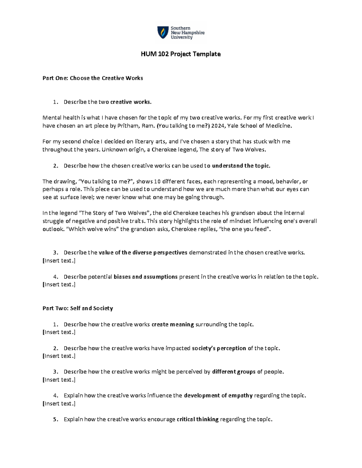 HUM 102 Project Template: Exploring Mental Health Through Art and ...