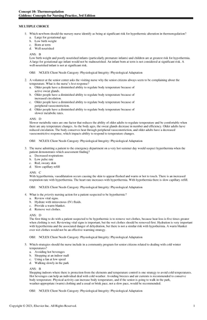 Hinkle Ch.67 Emergency Nursing - Ch. 67: Emergency Nursing II 1. A ...