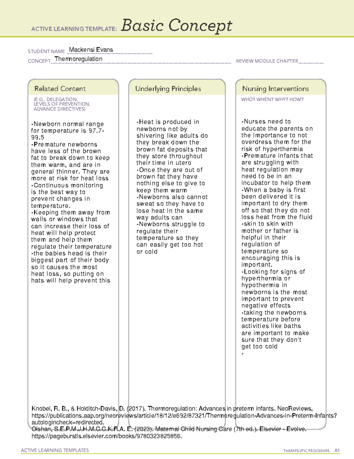 Active Learning Template: Therapeutic Procedure A1 (Alt Assgn #2) - Studocu