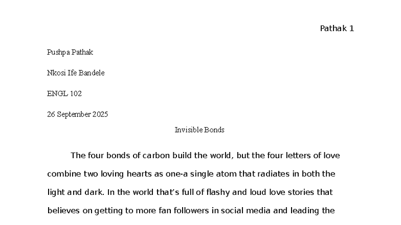 ENGL 102 Essay: Exploring Love in Sharon Olds' Poem "Invisible Bonds ...