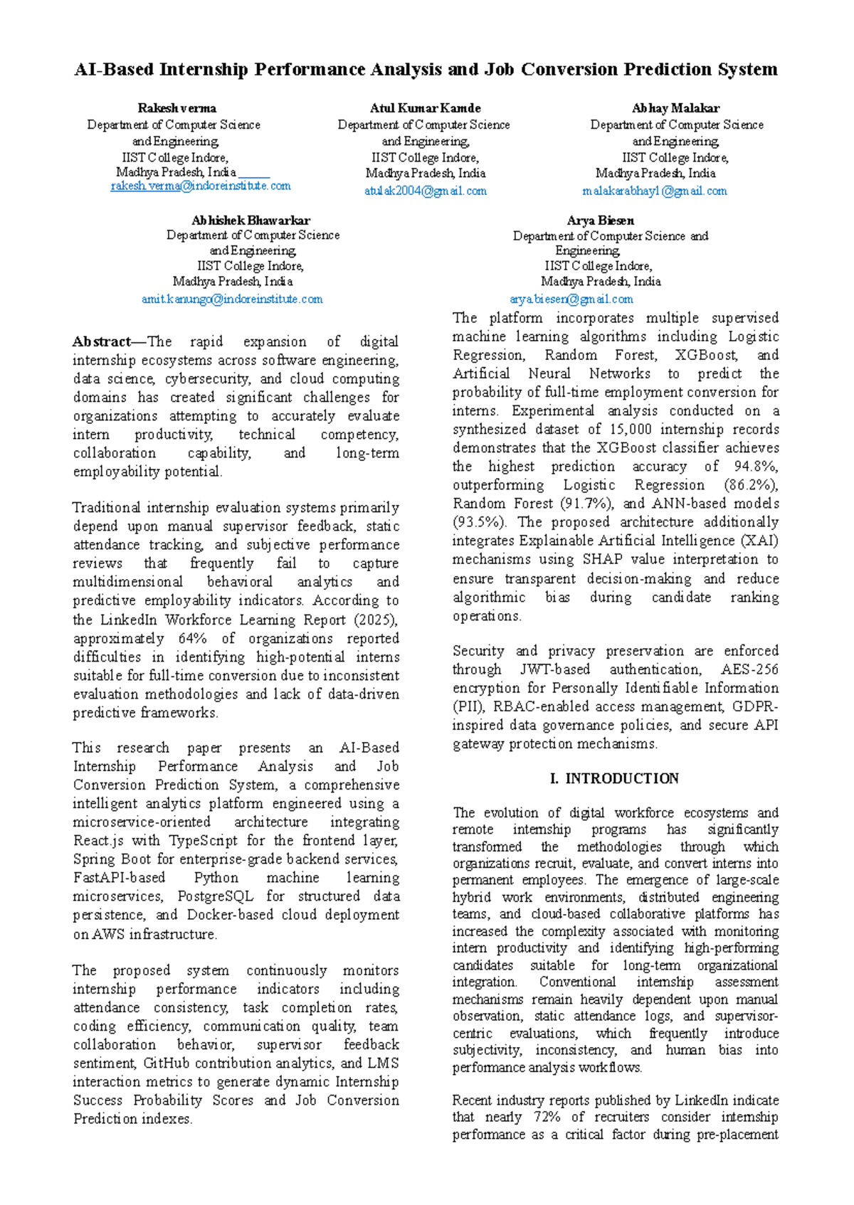 Internship Performance Analysis & Job Conversion Prediction System (CSE ...