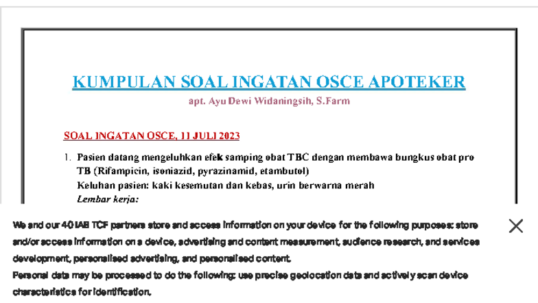SOAL INGATAN OSCE APOTEKER (KUMPULAN, 2023) - Studocu