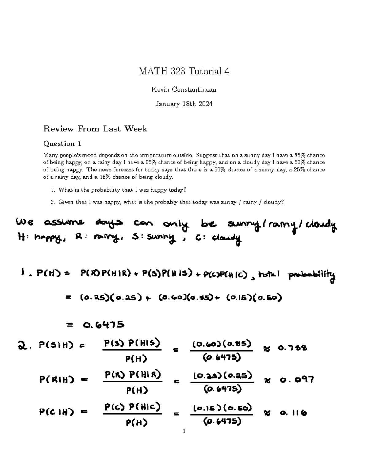 MATH 323 Tutorial 4 Filled - Copy - MATH 323 Tutorial 4 Kevin ...