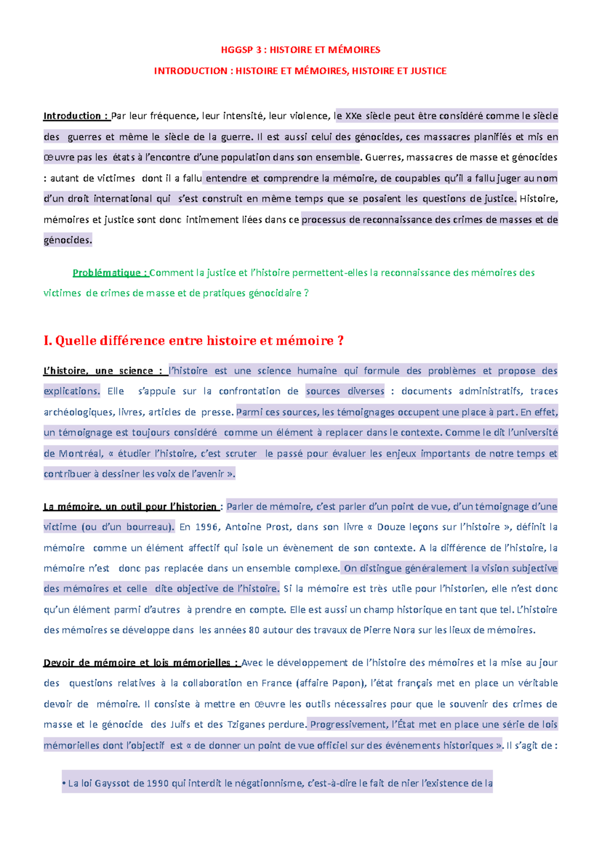Hggsp T3 - HGGSP 3 : HISTOIRE ET MÉMOIRES INTRODUCTION : HISTOIRE ET MÉMOIRES, HISTOIRE ET ...
