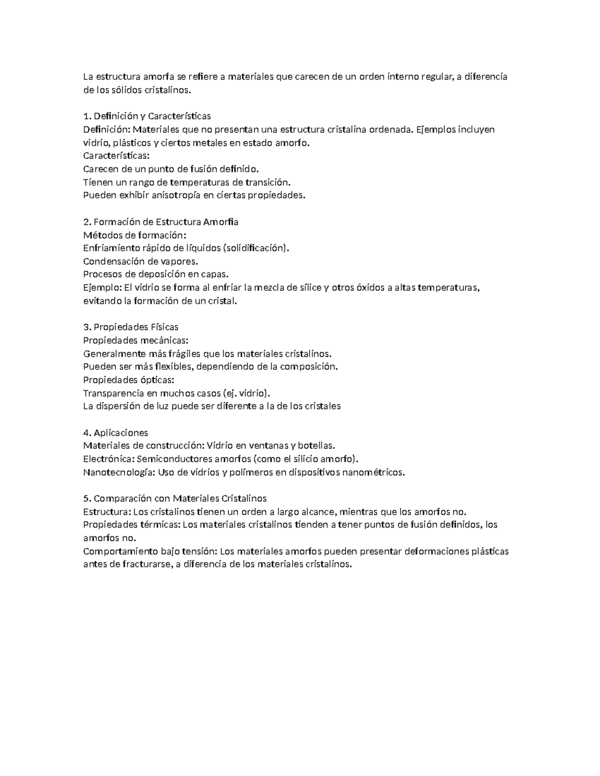 Estructura Amorfia: Definición, Propiedades y Aplicaciones - Studocu