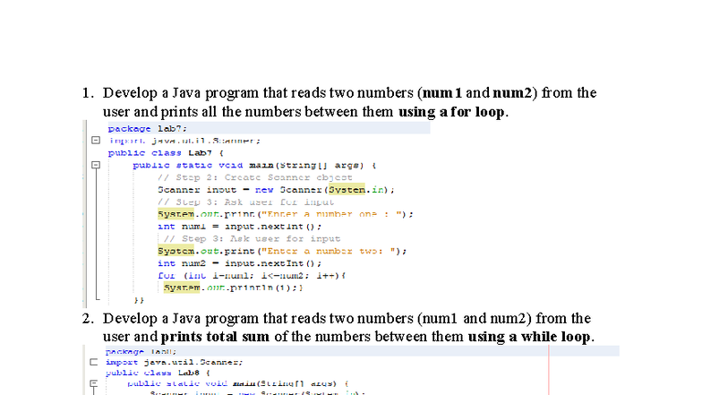 Lab2 - Java Programming Lab Manual: Loops & Number Operations - Studocu