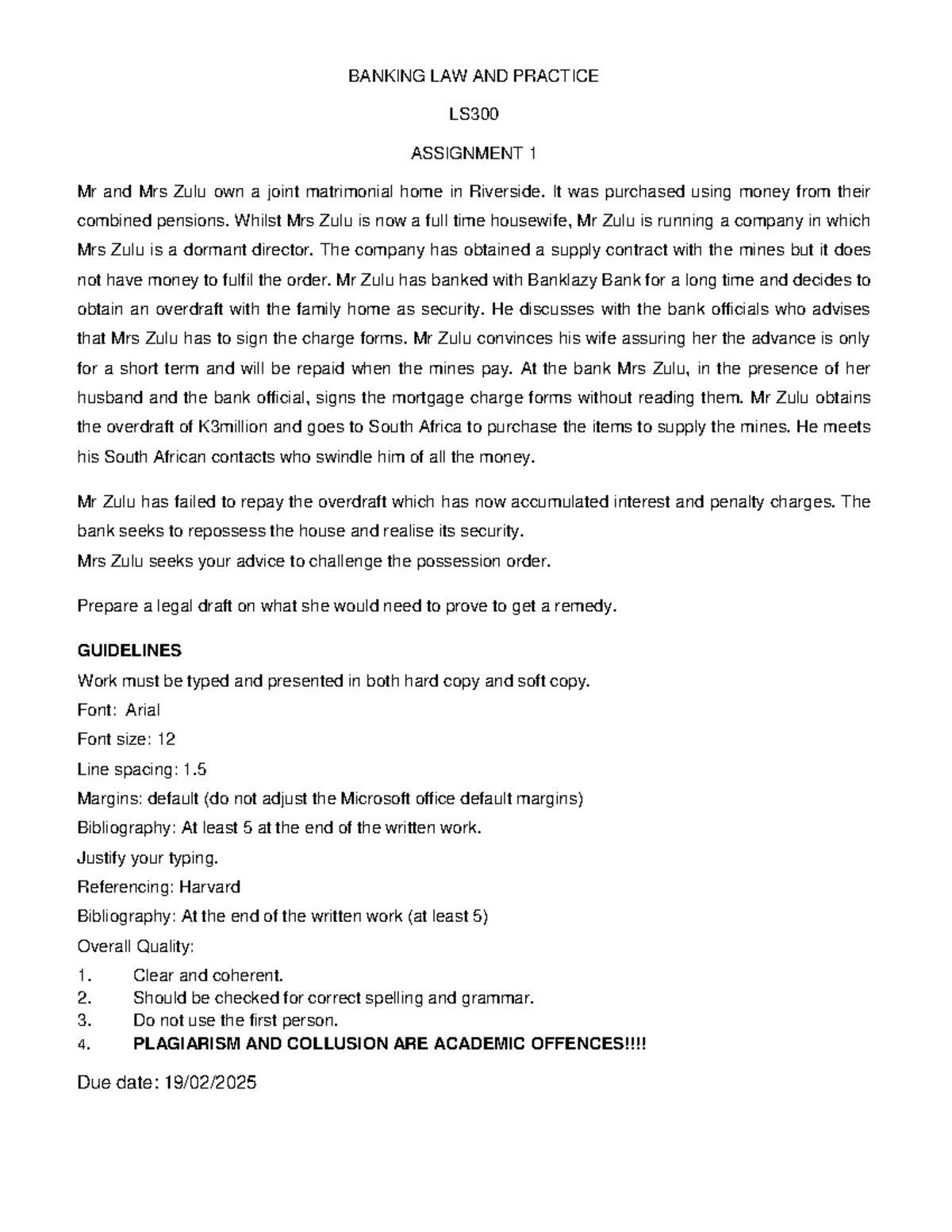 Assignment 1 LS300 Banking LAW AND Practice - BANKING LAW AND PRACTICE ...