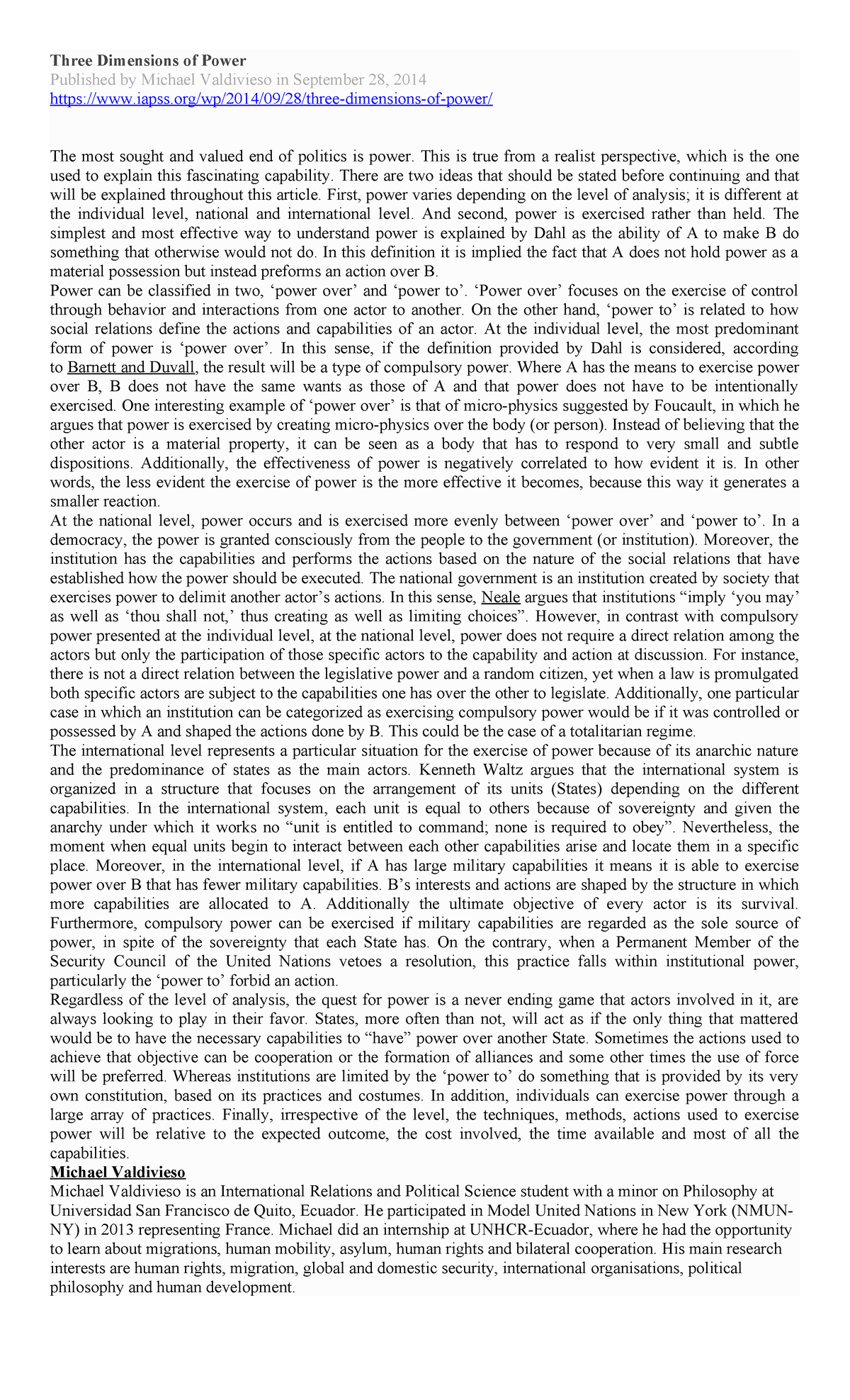 Three dimensions of power - Three Dimensions of Power Published by ...