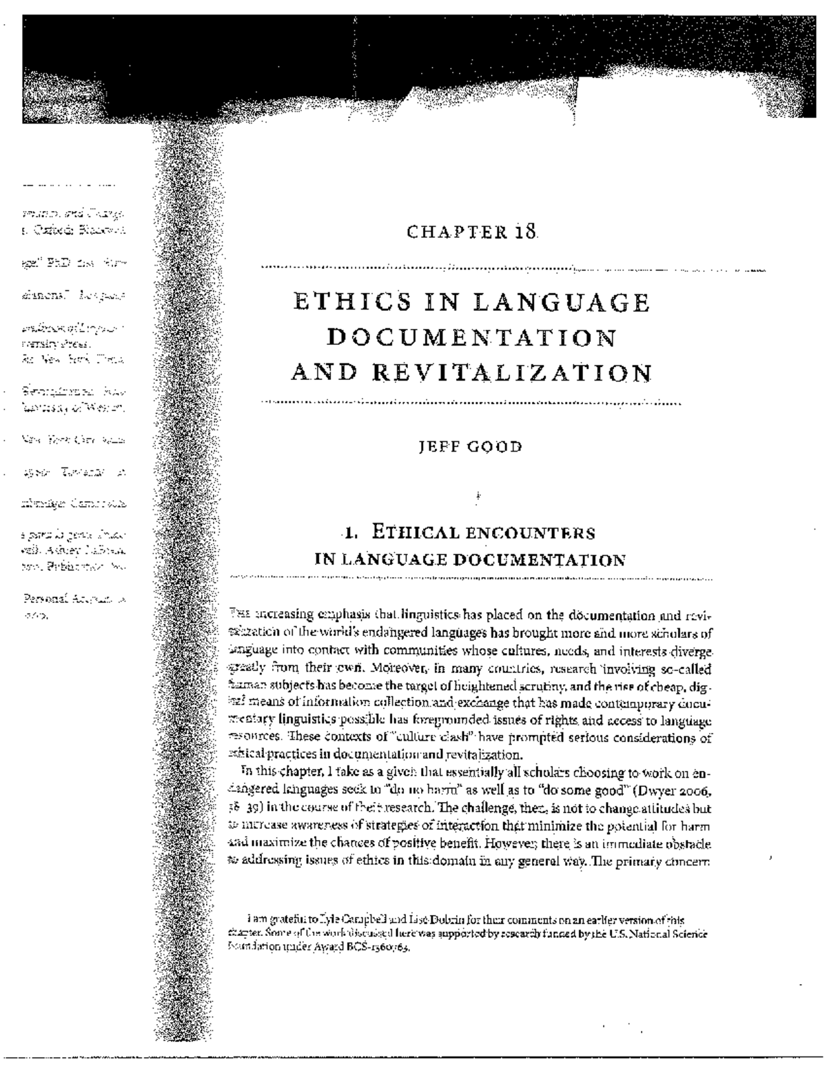 Ethics in Language Documentation and Revitalization: A Case Study ...