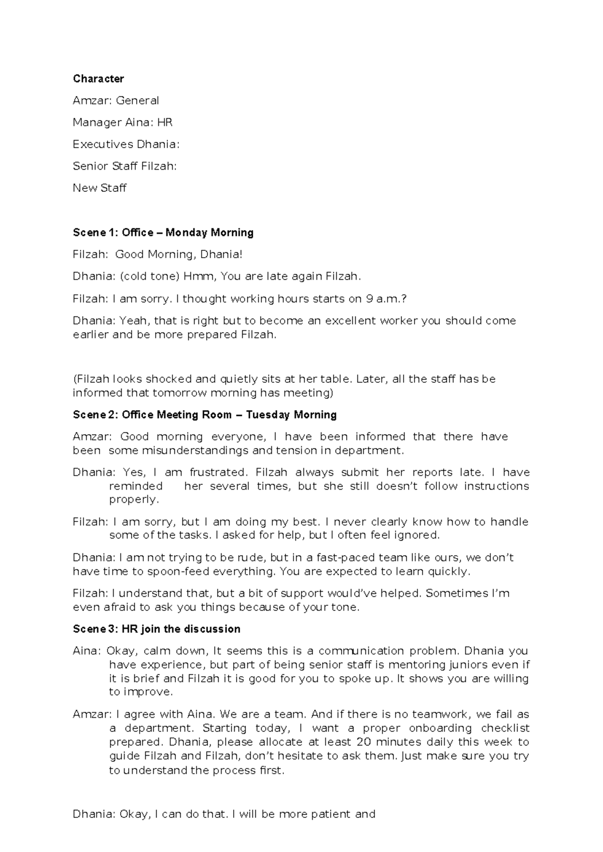 Roleplay OBM 210: Team Communication and Onboarding Challenges - Studocu