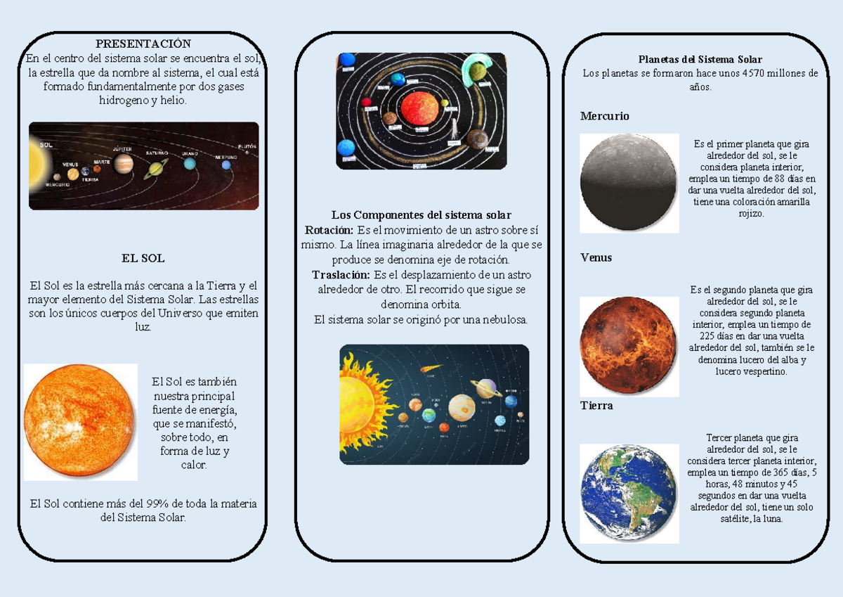 Prueba Del Sistema Solar 6to Grado Clase Modelo; EL SISTEMA SOLAR