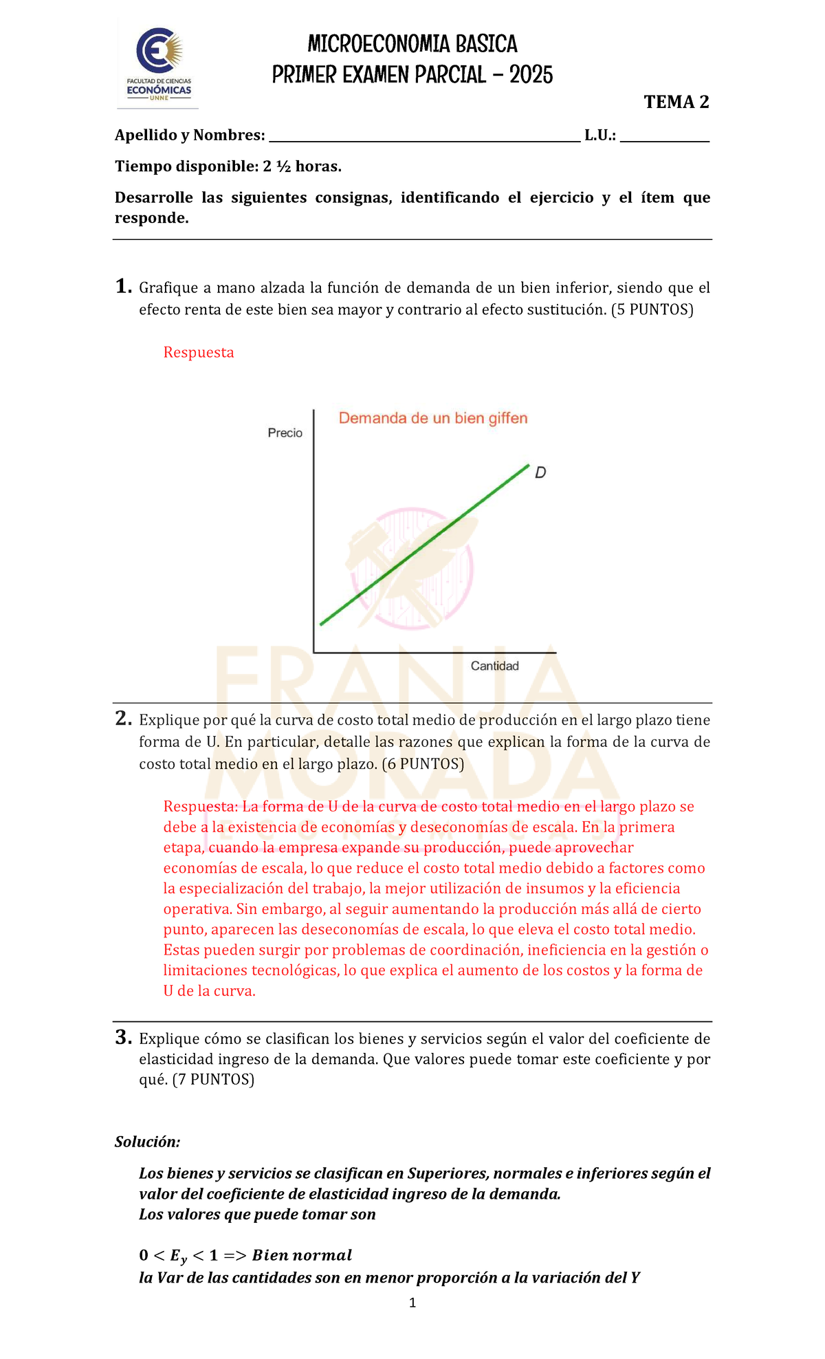 MICROECONOMÍA BÁSICA PRIMER EXAMEN PARCIAL 2025 TEMA 2 - SOLUCIONES ...