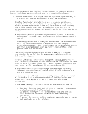 D353 Task 1 - Task 1 - A1. First, I would assess the organization’s ...