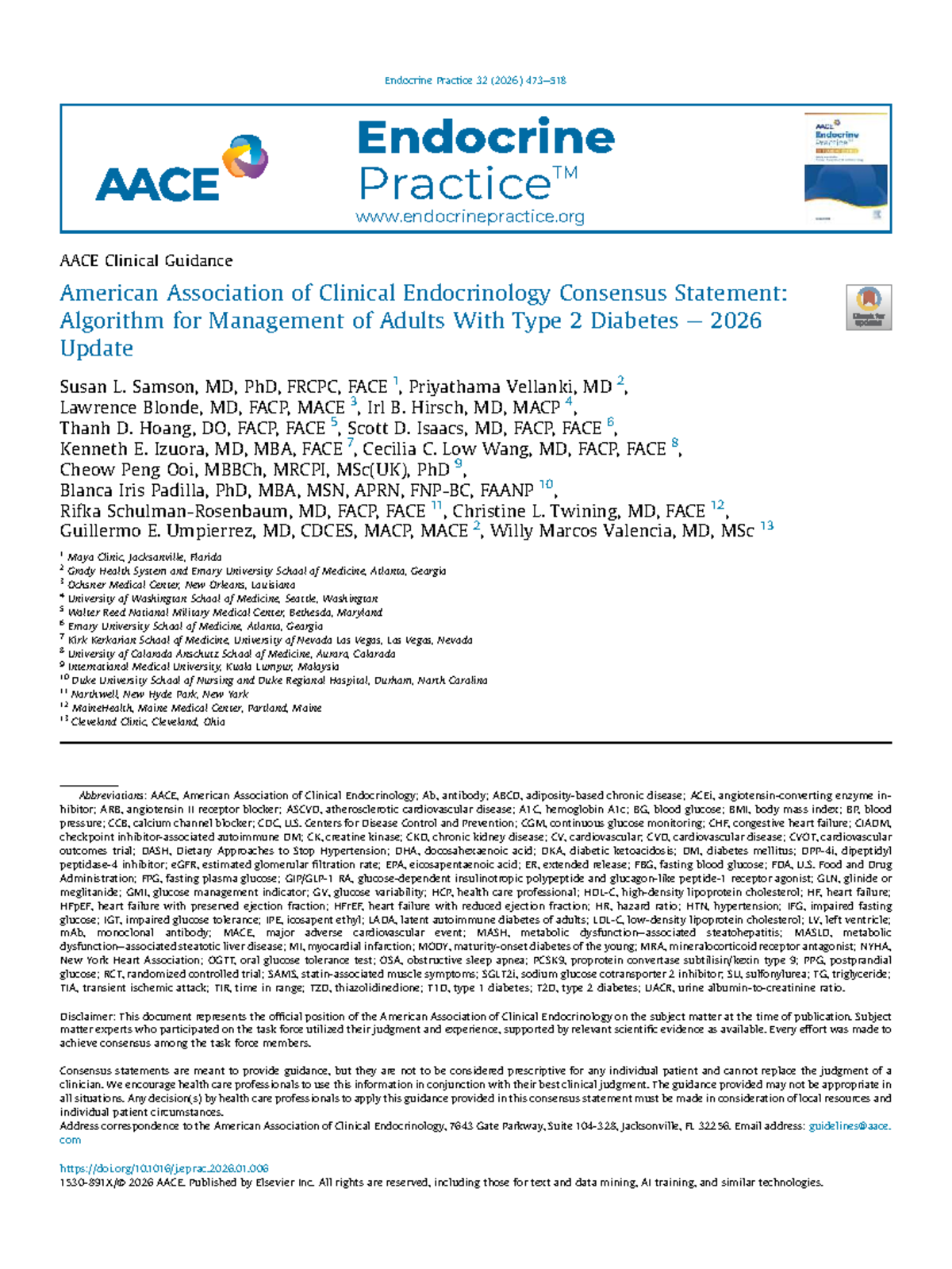 AACE Clinical Guidance: 2026 Update on Type 2 Diabetes Management ...