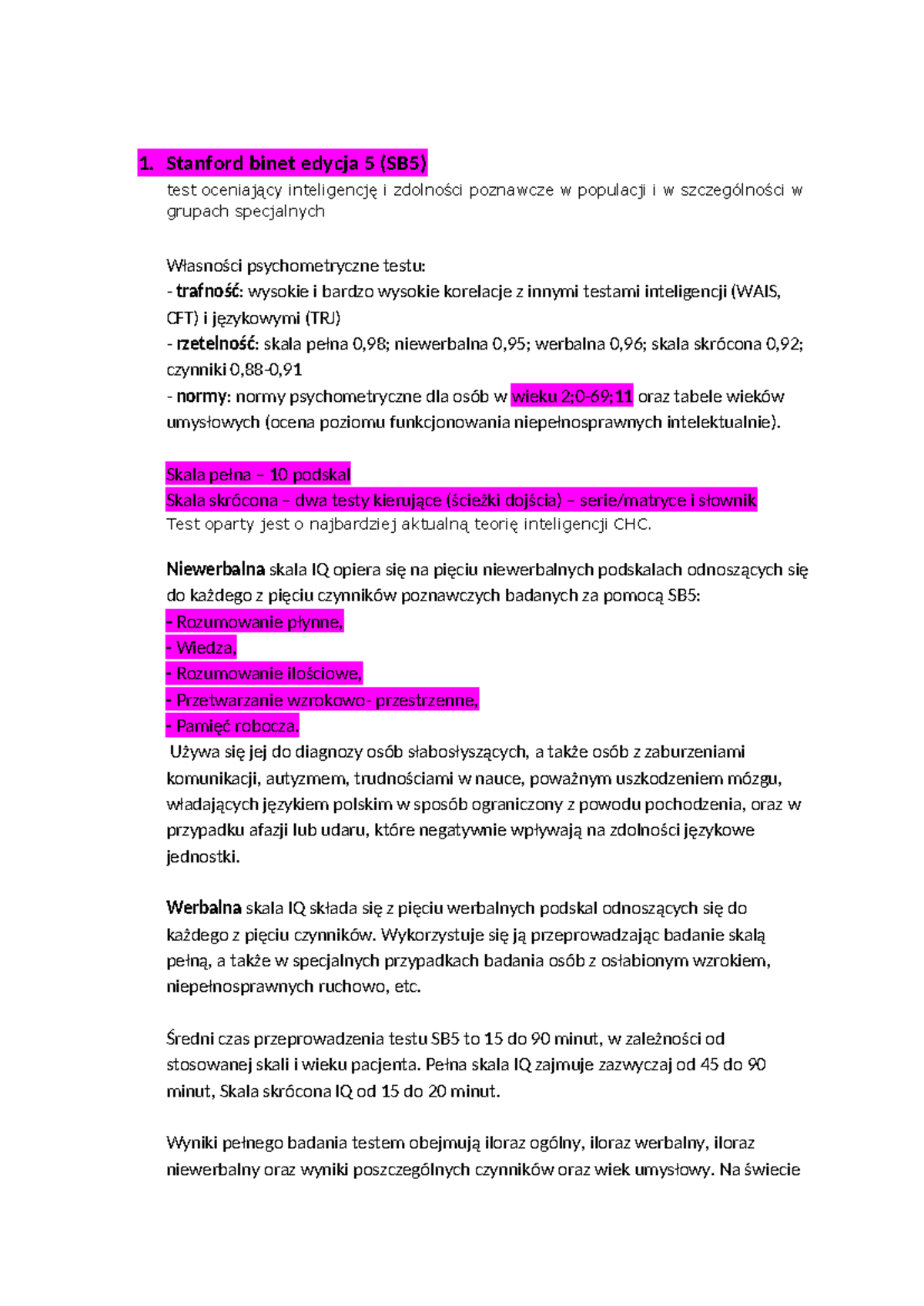 Testy diagnostyczne inteligencji dzieci: SB5, Leiter, WISC-V i TMK ...