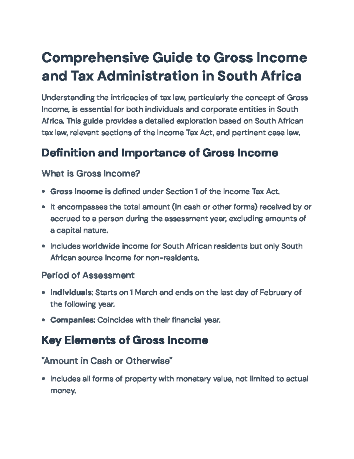 Comprehensive Guide on Gross Income & Tax Administration in SA ...