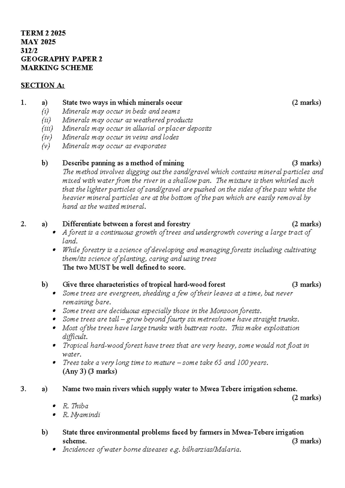 GEO PP2 MS - Geography Term 2 2025 Marking Scheme and Revision Notes ...