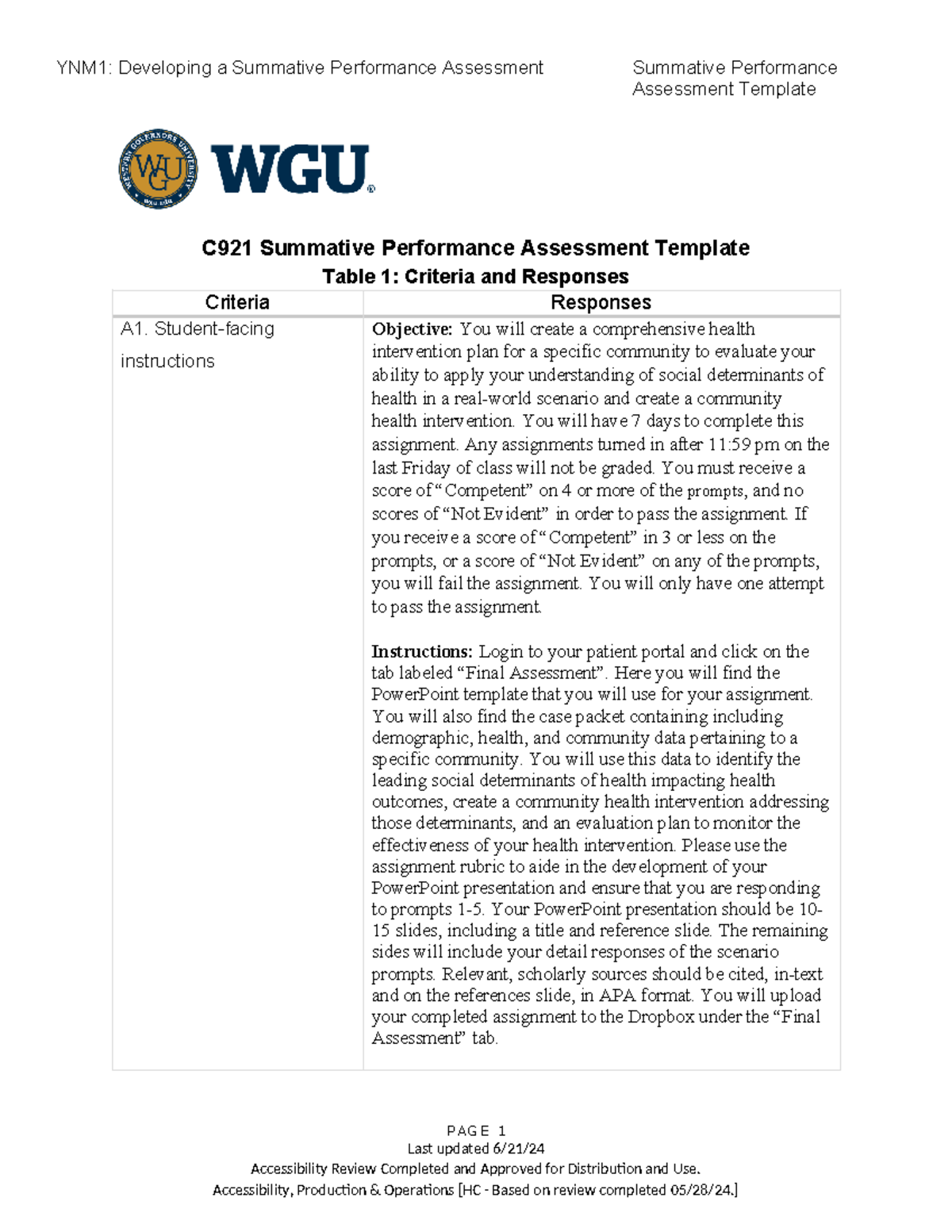 C921 Summative Health Intervention Assessment Template - Studocu