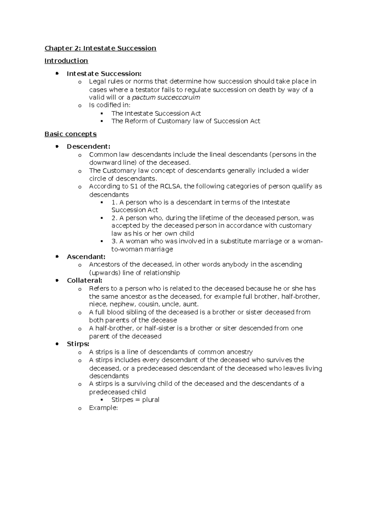 Unit 2: Chapter 2 Overview of Intestate Succession Laws - Studocu