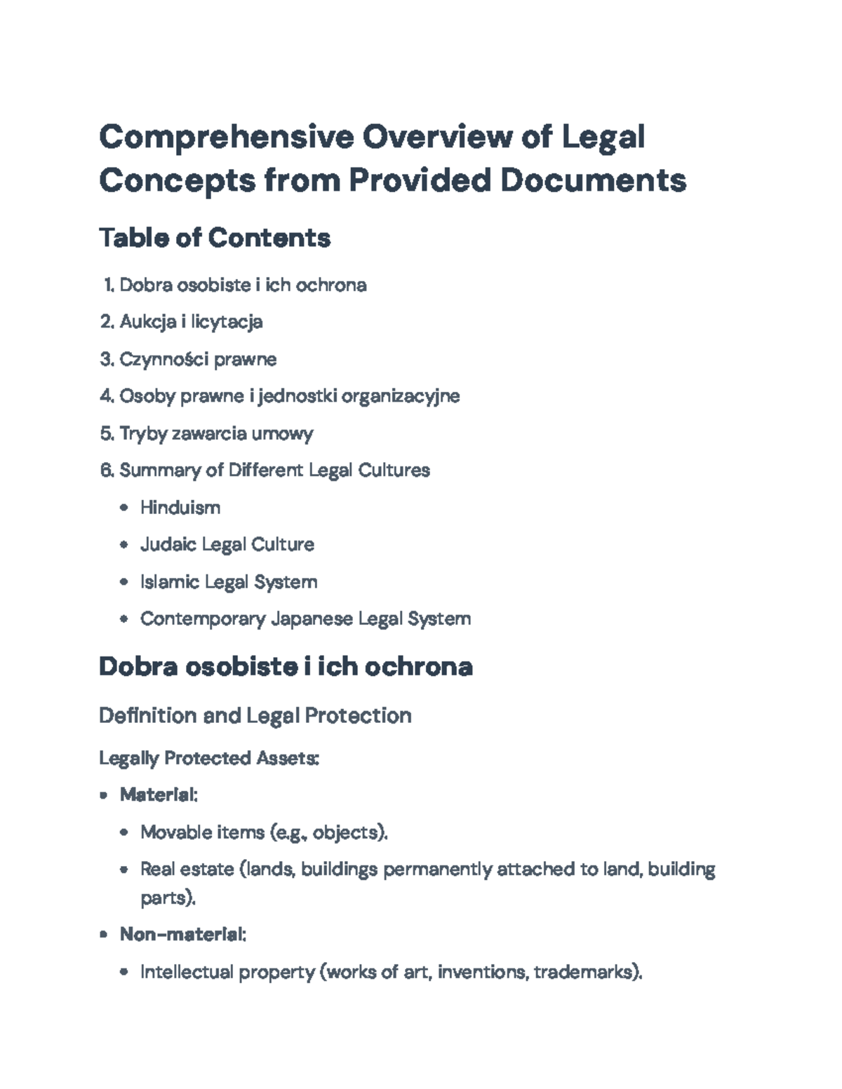 Comprehensive Overview of Legal Concepts in Various Cultures ...