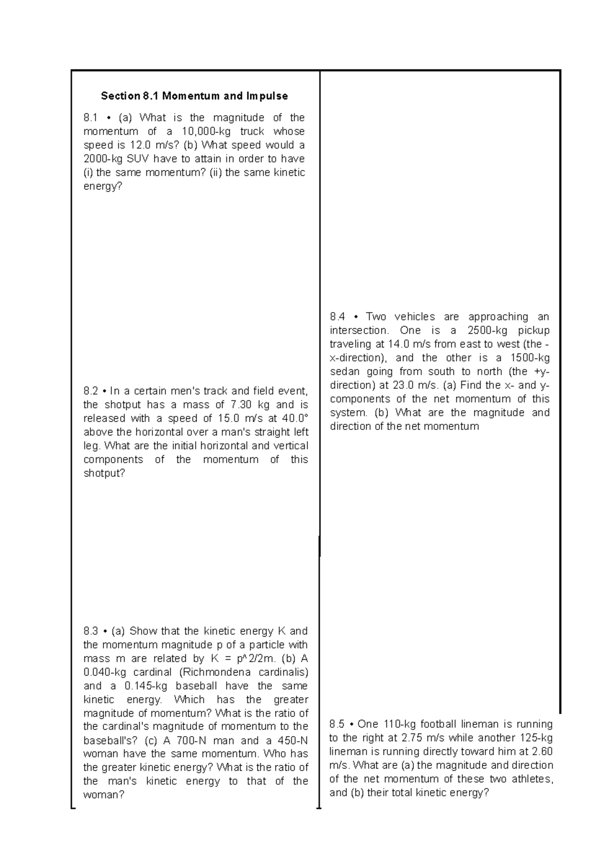 Chapter 8 Practice Problems: Momentum and Impulse Analysis - Studocu