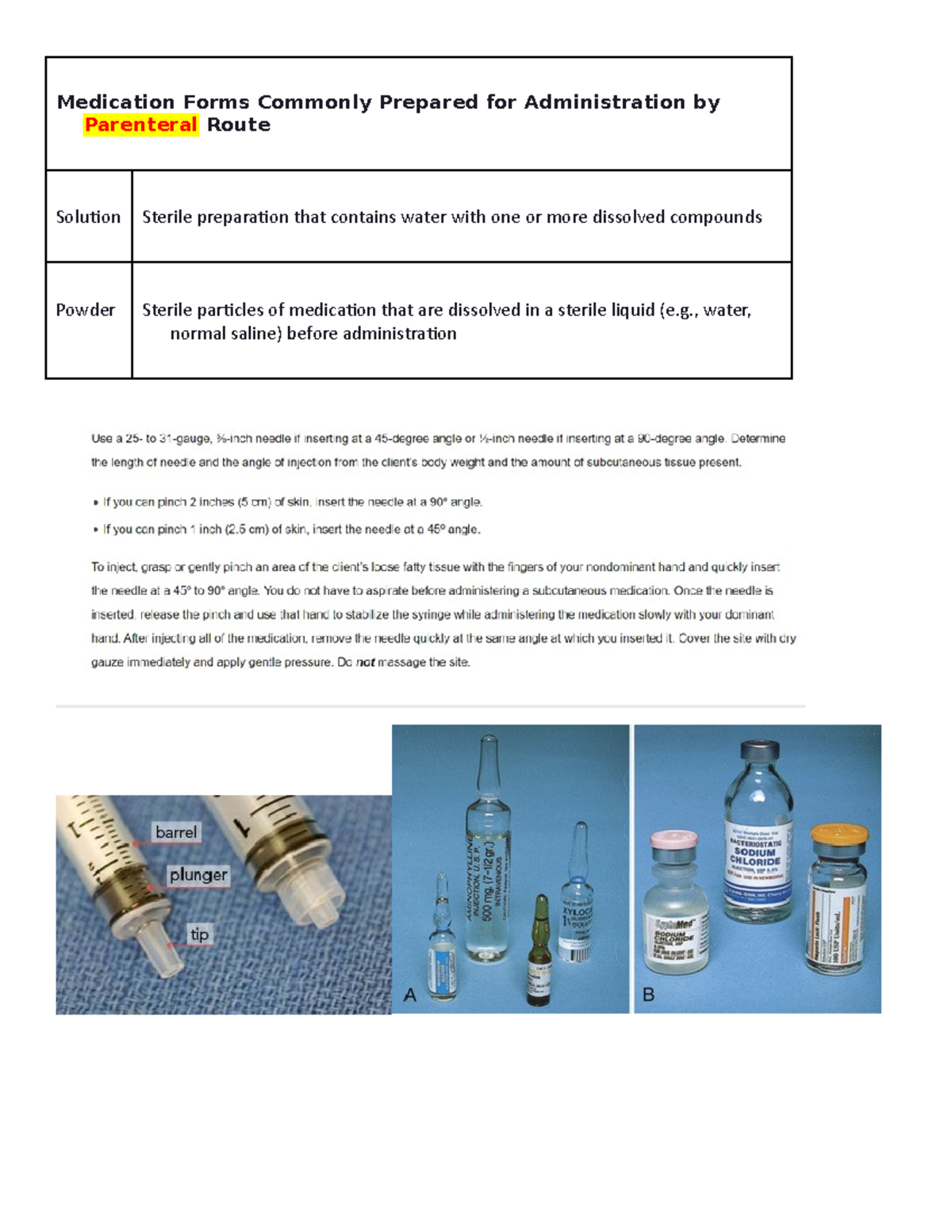 Subcutaneous Injection Step by Step - Medication Forms Commonly ...