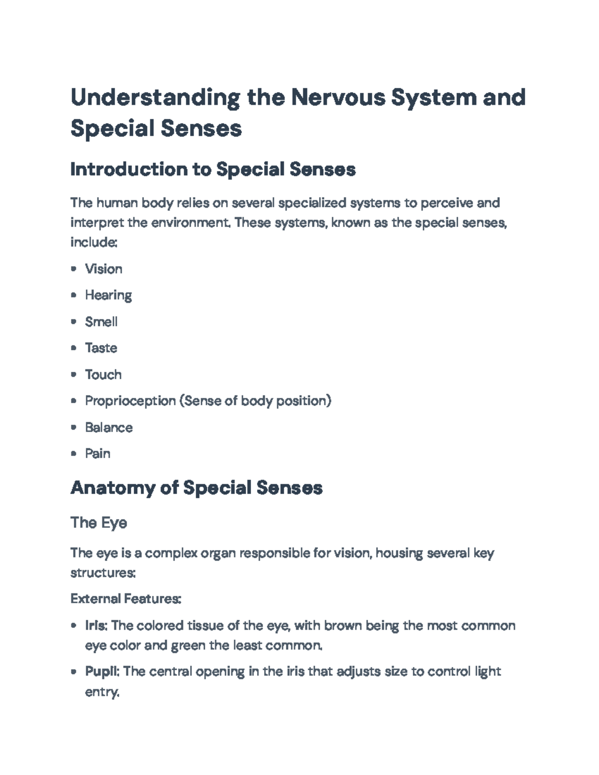 Understanding the Anatomy of the Special Senses: Vision and Hearing ...