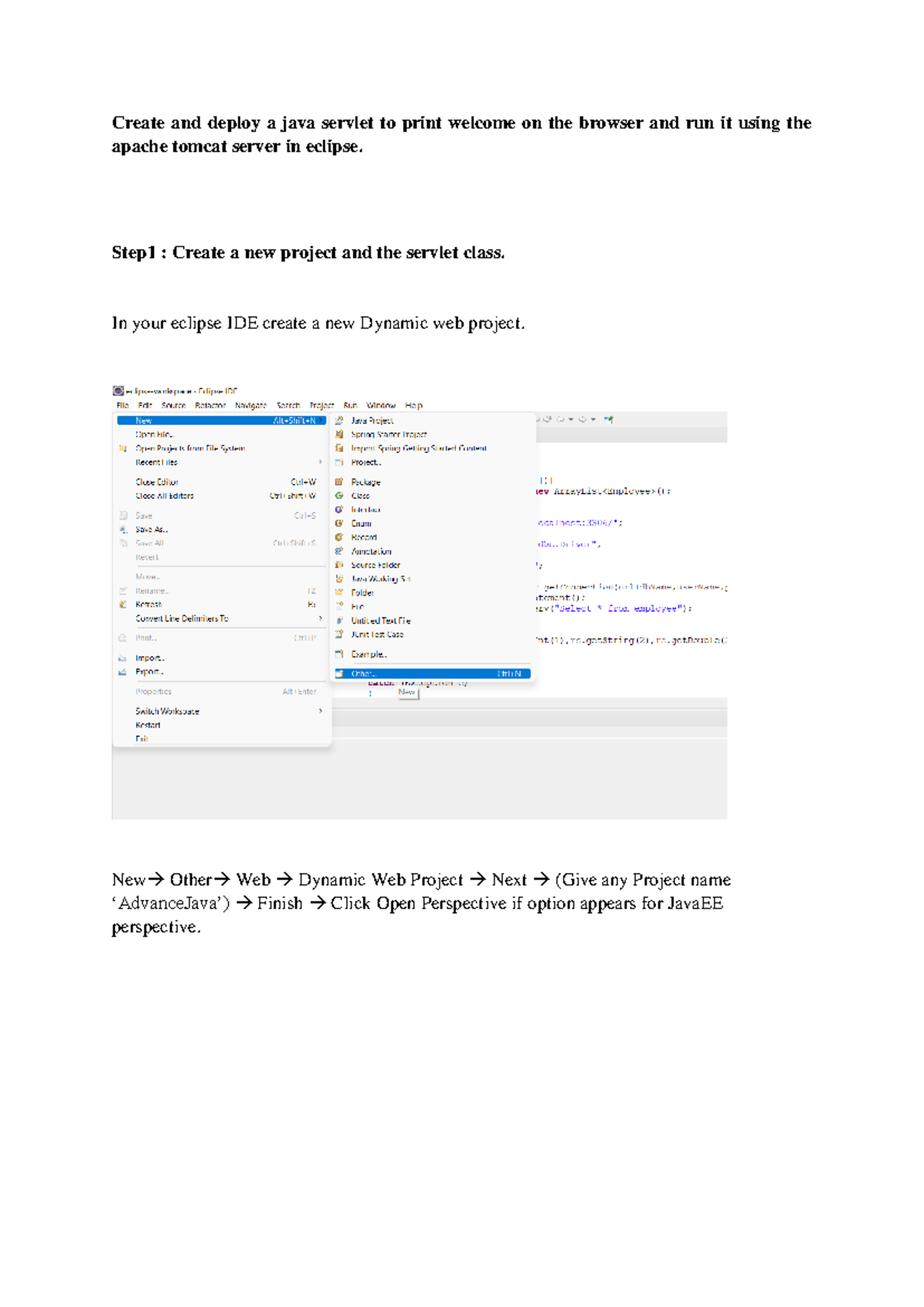 How to create and deploy servlet in eclipse - Create and deploy a java servlet to print welcome ...