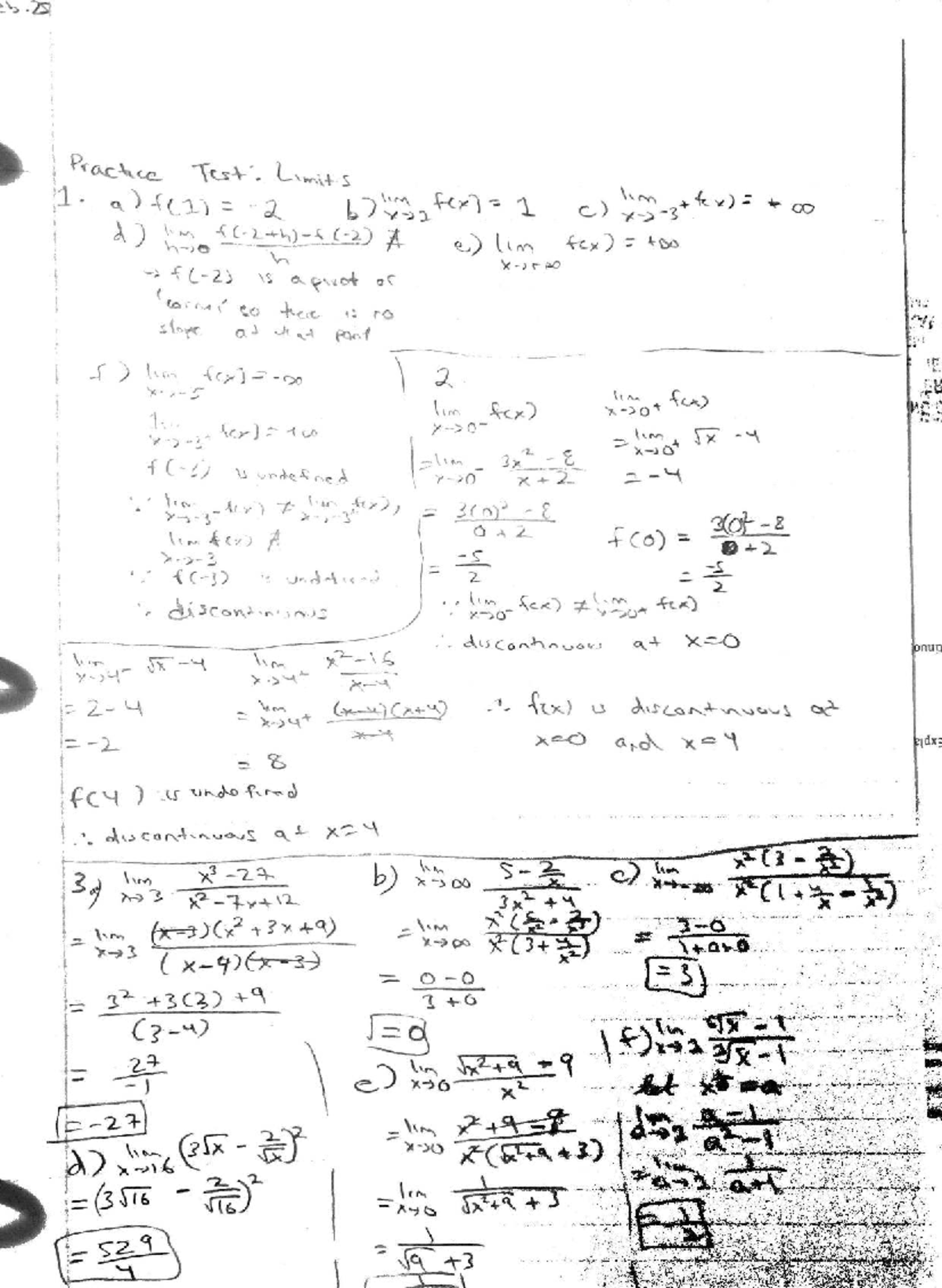 Practice Test: Limits Concepts and Problems (MATH 101) - Studocu