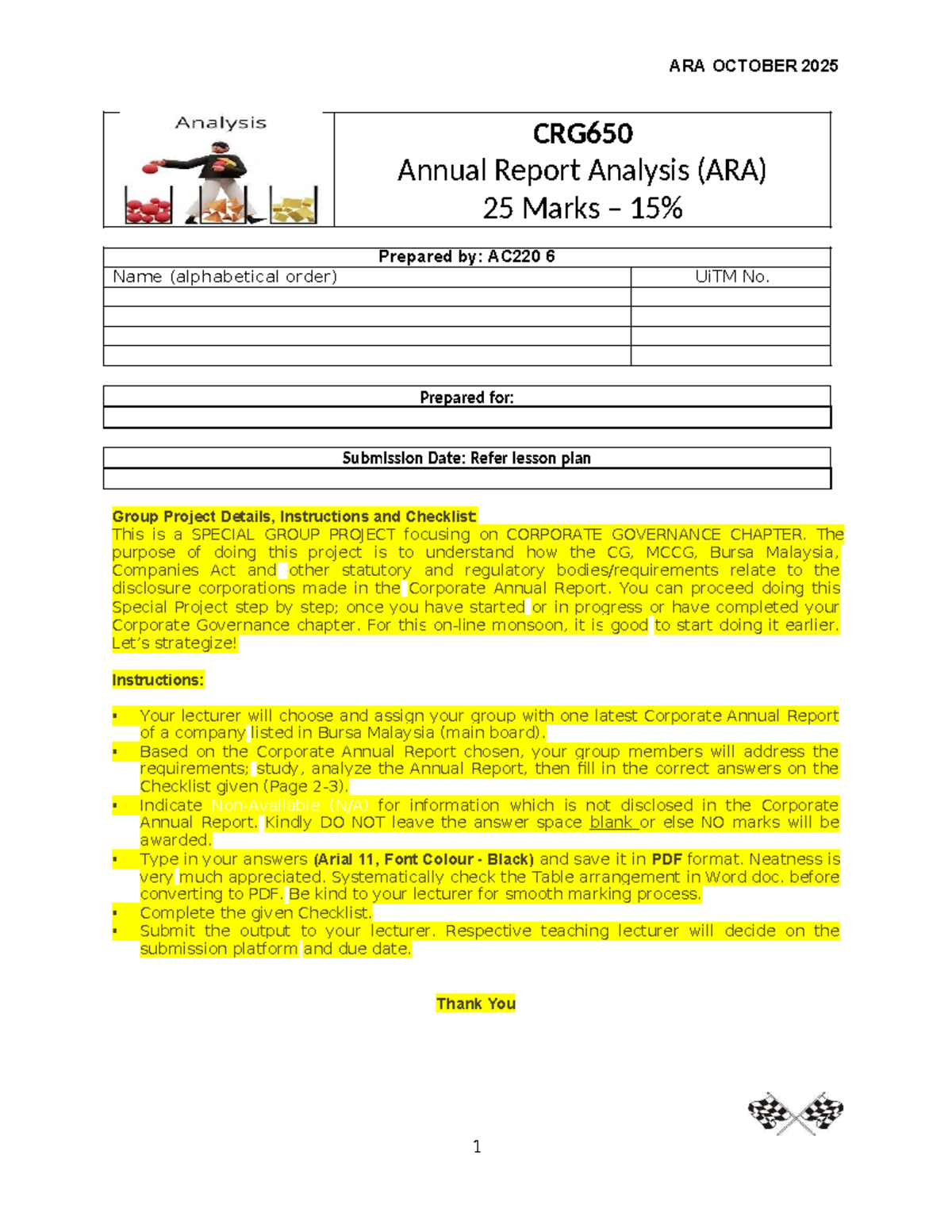 ARA 2025 CRG650 Corporate Governance Annual Report Analysis - Studocu