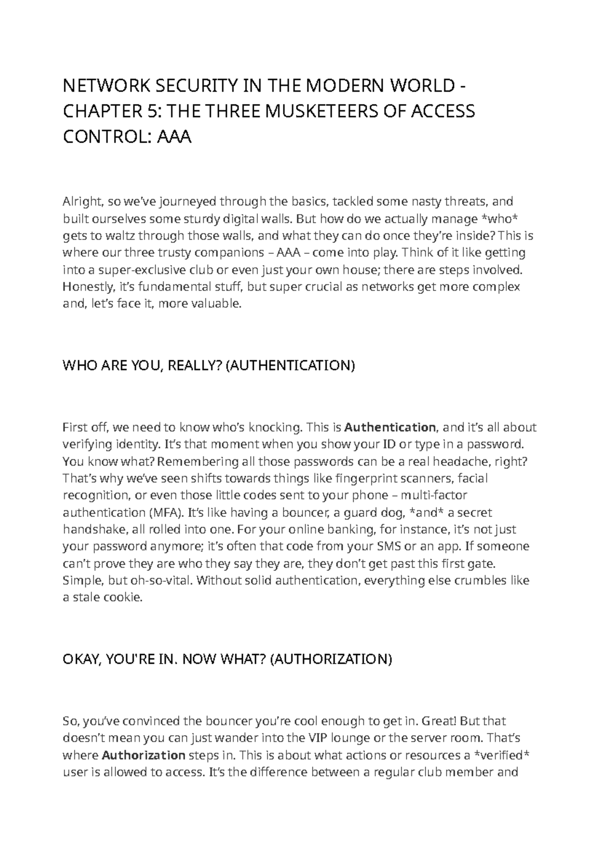 NETWORK SECURITY ESSENTIALS CHAPTER 5: ACCESS CONTROL TRIO - Studocu