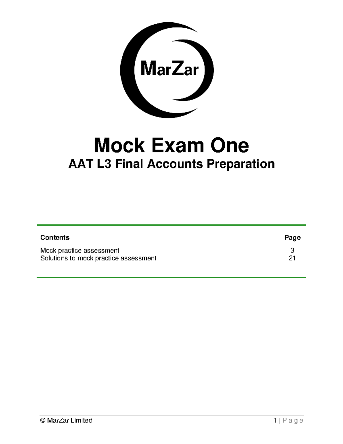 AAT L3 Mock Exam One: Final Accounts Preparation Practice Questions ...