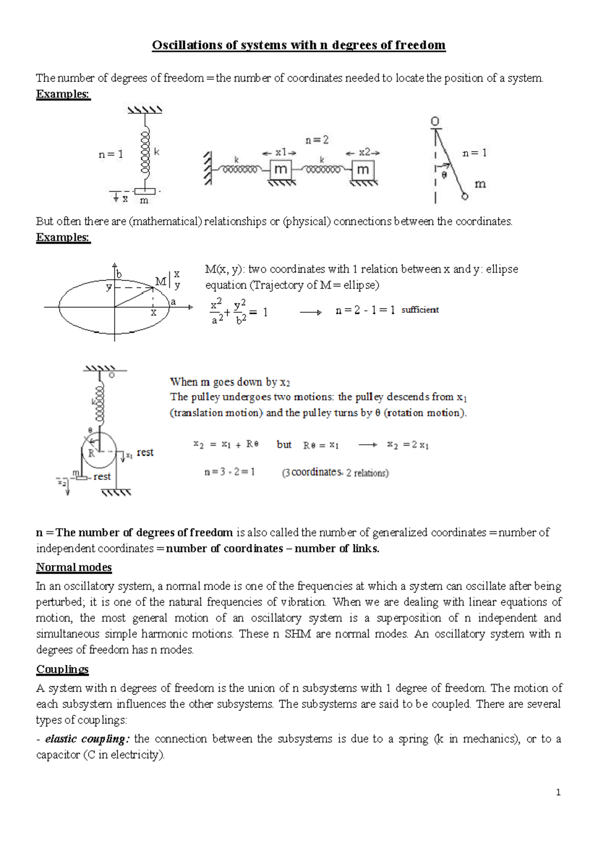 Normal Modes and Couplings in n-Degree Oscillatory Systems - SQXDSXSQ ...