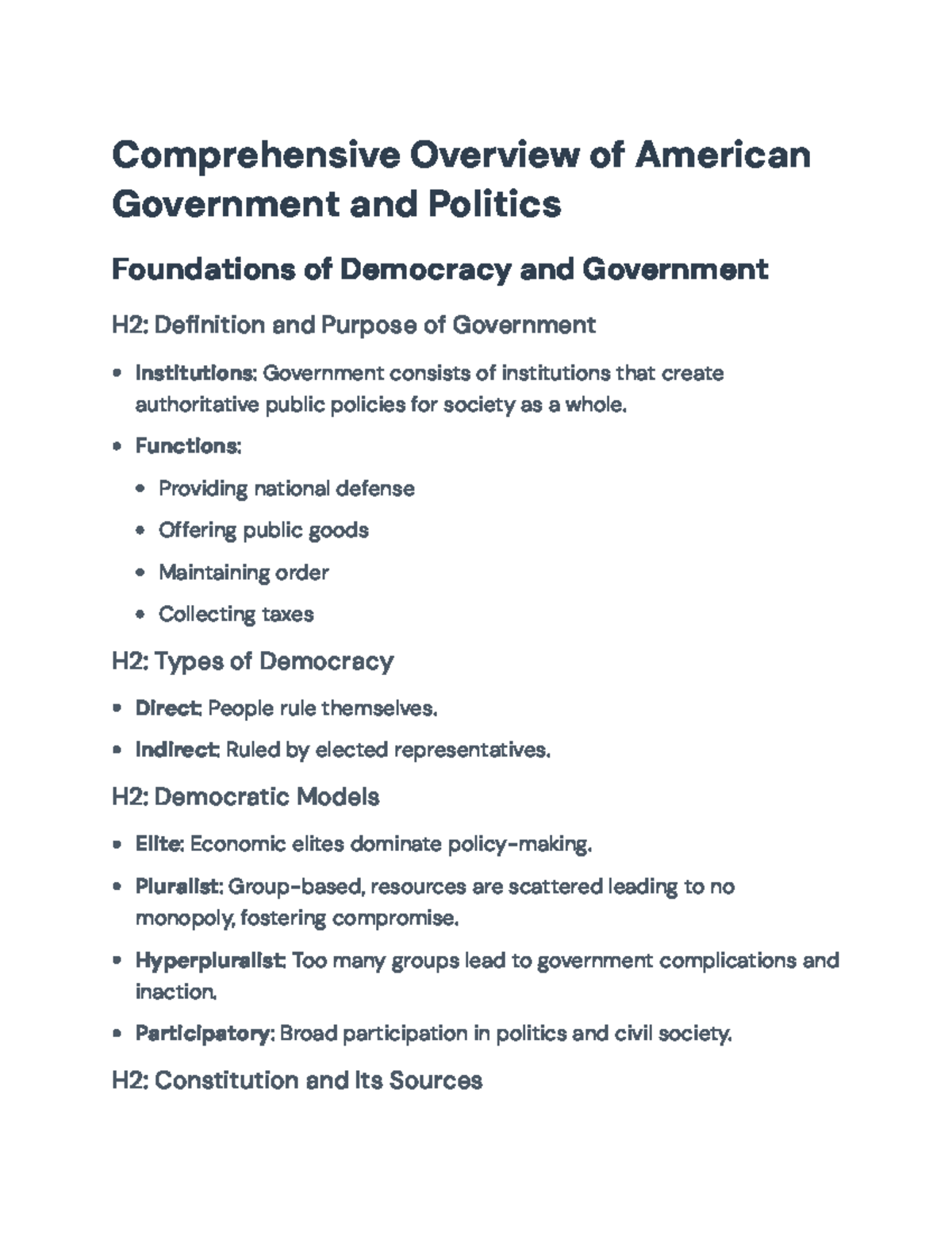 Comprehensive Overview of American Government and Politics (POL 101 ...