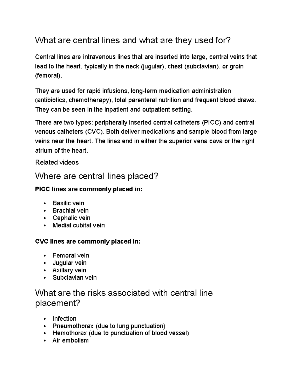 Central lines vs PICC - PICC vs CVC - What are central lines and what ...